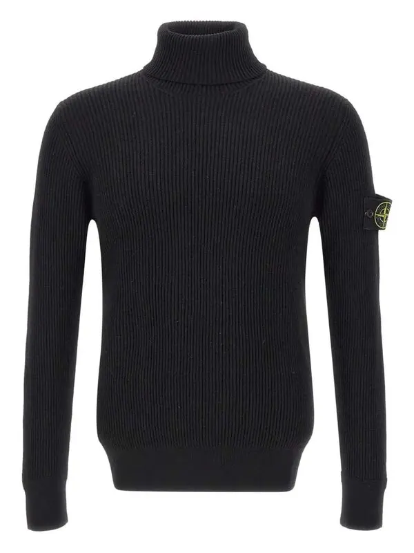 Stone Island Ribbed High-neck Sweater - Black
