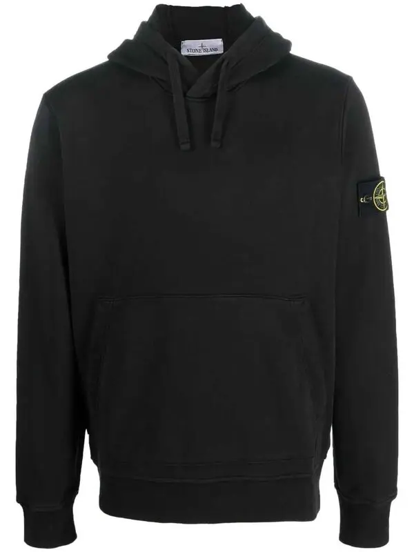 Stone Island Logo-patch Hoodie - Black
