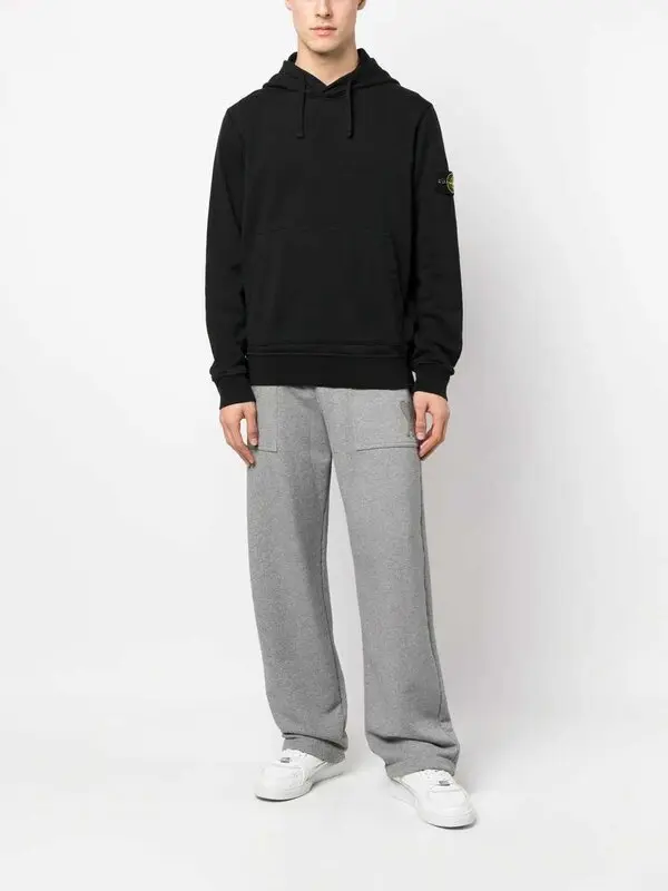Stone Island Logo-patch Hoodie - Black