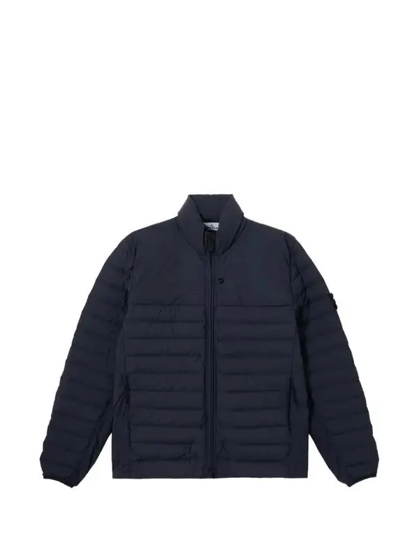 Stone Island Quilted Jacket With Logo Patch - Blue