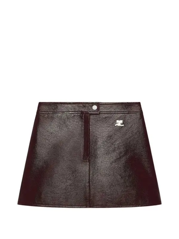 COURREGES Vinyl-effect Mini Skirt With Logo Patch - Red