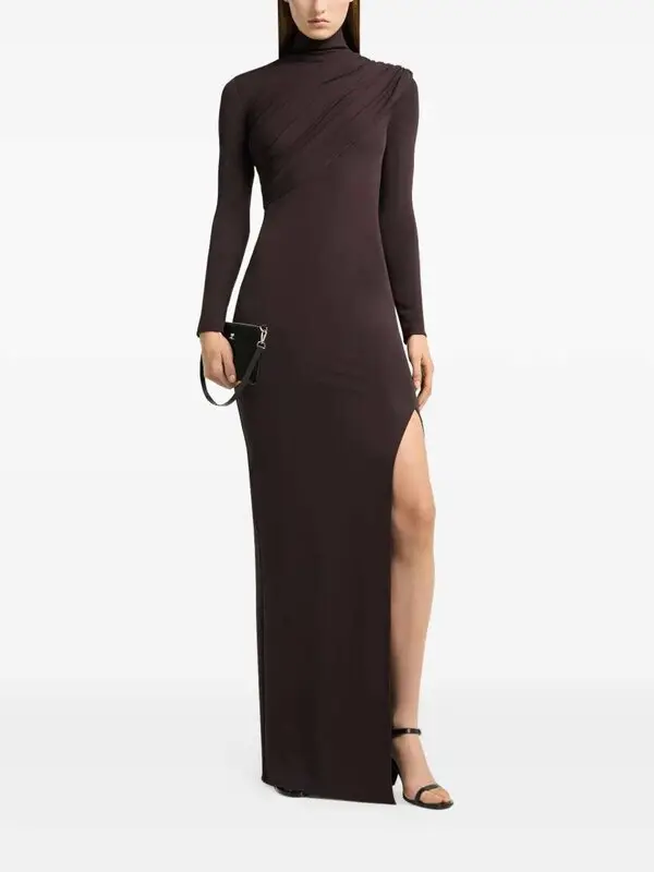 COURREGES Long Jersey Dress With Cable-knit Details