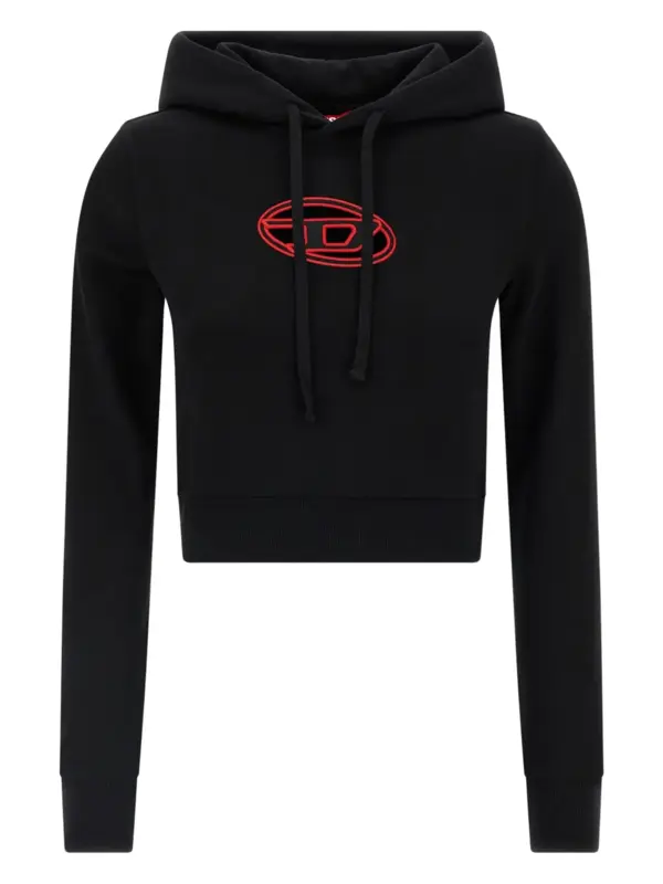 DIESEL® F-slimmy Embroidered Crop Sweatshirt - Black