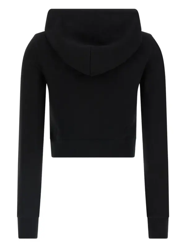 DIESEL® Cropped Embroidered Hooded Sweatshirt - Black