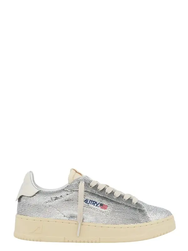 AUTRY Dallas Low Sparkling Sneakers In Silver And White Sequins - Metallic
