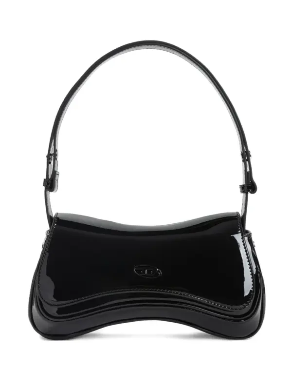 DIESEL® Play Shoulder Bag With Logo Plaque - Black