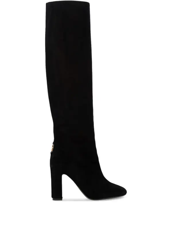 Dolce & Gabbana Chain-link Boots With Block Heel - Black