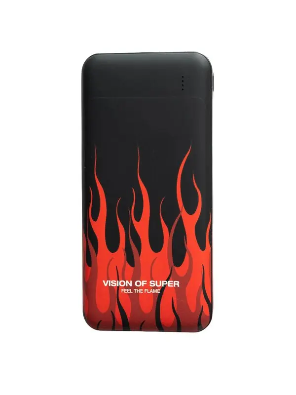 VISION OF SUPER Black Powerbank With Flames And White Logo - Red