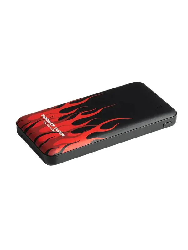 VISION OF SUPER Black Powerbank With Flames And White Logo