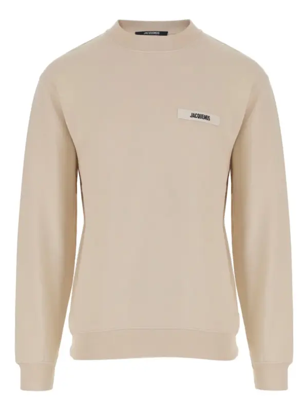 Jacquemus The Gros Grain Crewneck Sweatshirt With Logo Plaque - Brown