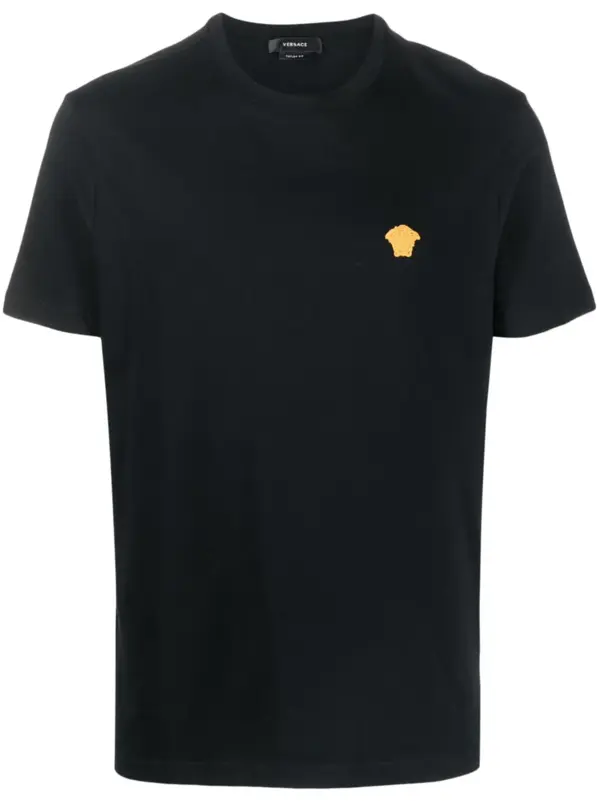 Versace T-shirt With Medusa Embroidery - Black