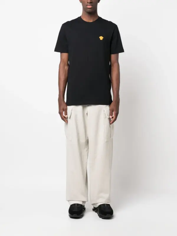 Versace T-shirt With Medusa Embroidery - Black