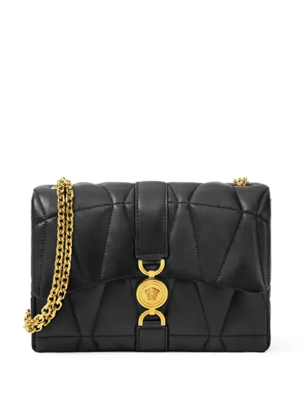 Versace Kleio Quilted Shoulder Bag - Black