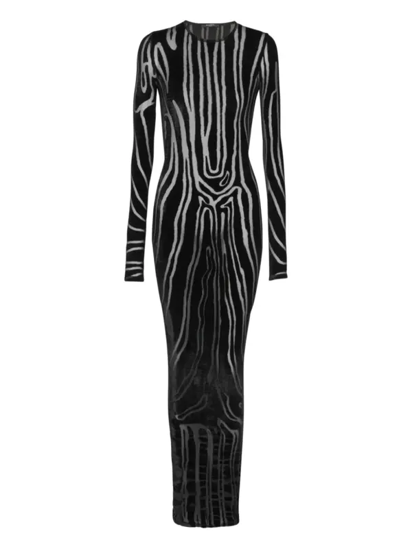 Balmain Zebra Print Midi Dress - Black