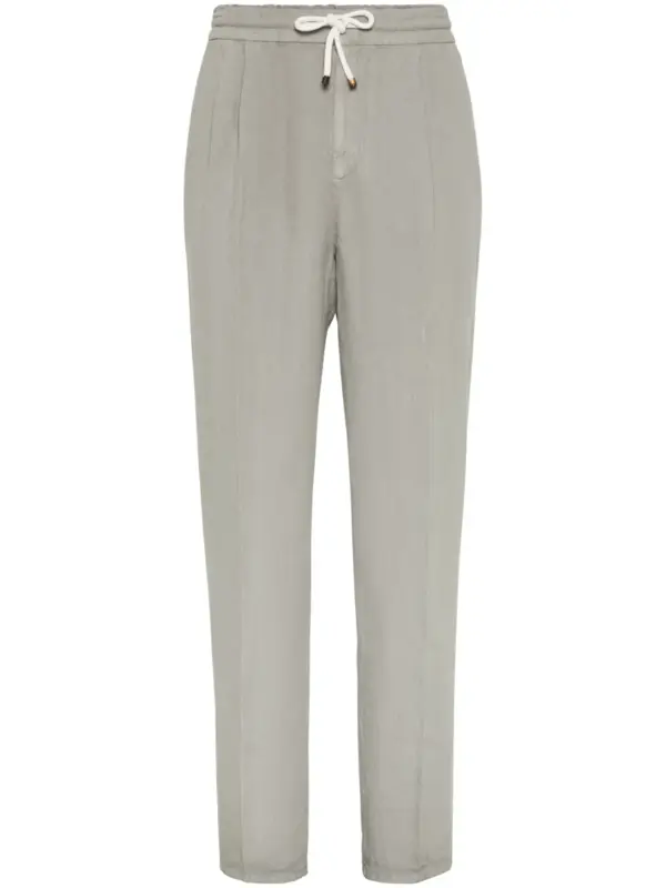 Brunello Cucinelli Tapered Trousers With Drawstring - Brown