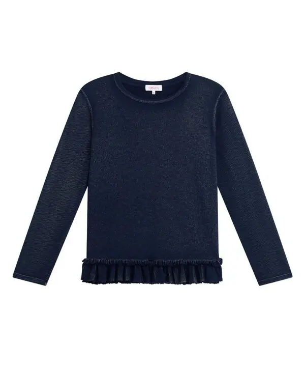 Goldie LeWinter Denim Wash Ruffle Sweatshirt