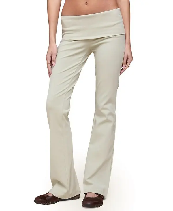 EDIKTED Ivanne Foldover Flared Pants - Sage