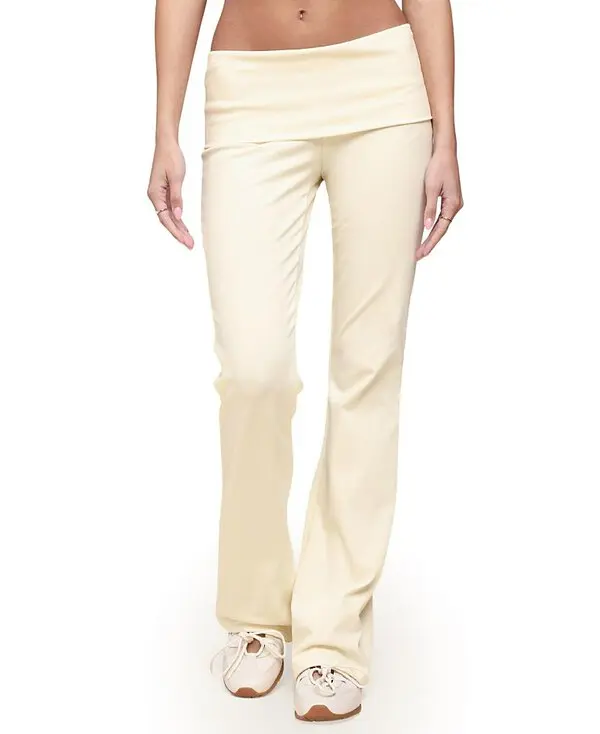 EDIKTED Ivanne Foldover Flared Pants - Yellow