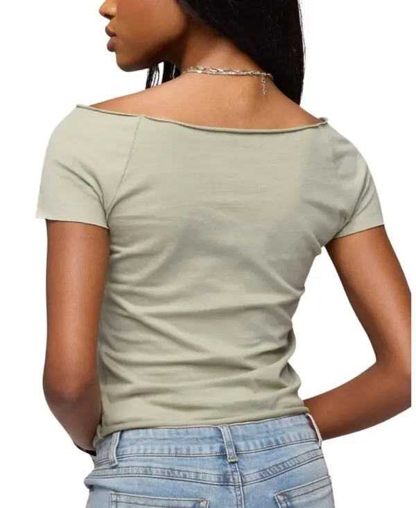 EDIKTED Kamalah Boat Neck Cotton T-shirt