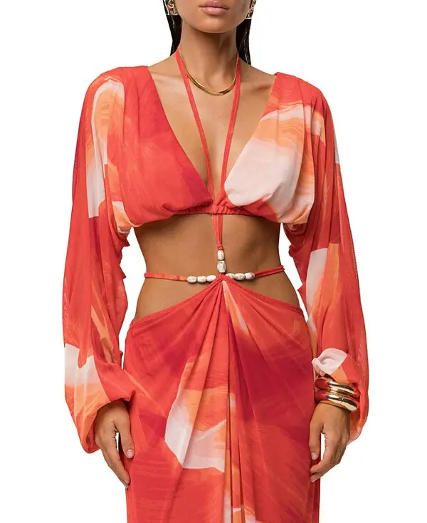 JLUXLABEL Selene Draped Top - Sunset Red