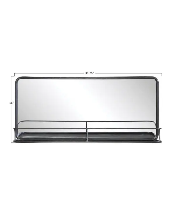 OLIVE GROVE Wide Metal Framed Rectangle Wall Mirror With Shelf