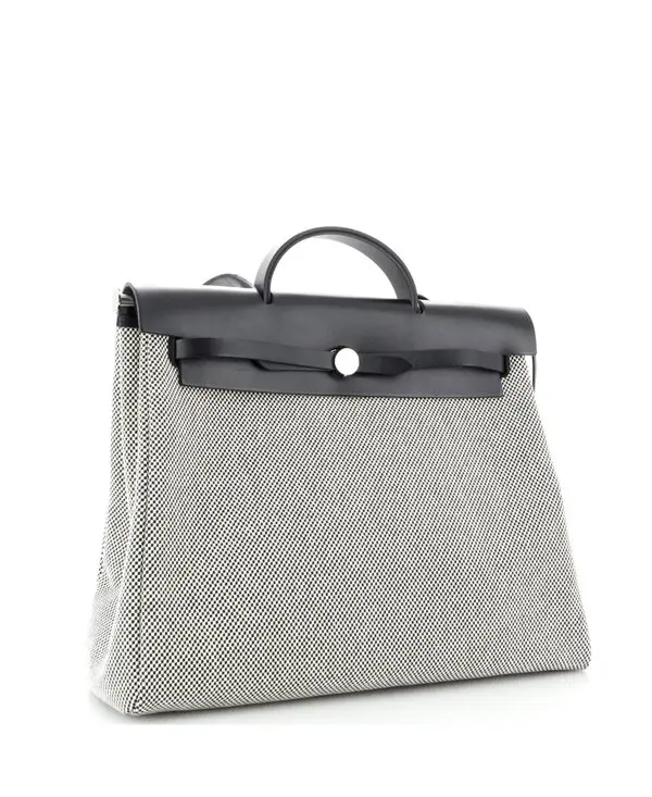 Hermès 39 Herbag Zip Criss Viking Toile And Leather - Black