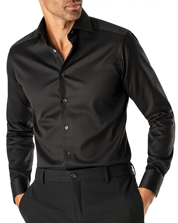 Eton Contemporary Fit Signature Twill Dress Shirt - Black