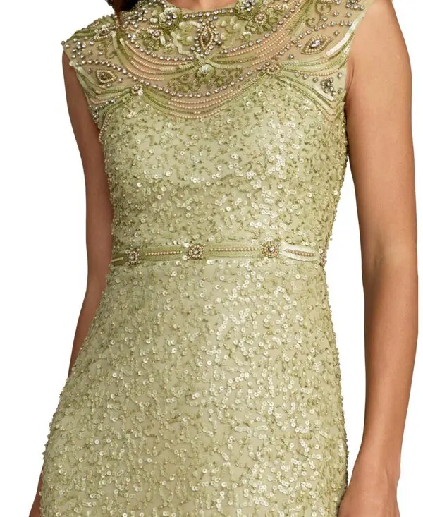 Mac Duggal Embellished High Neck Cap Sleeve Gown