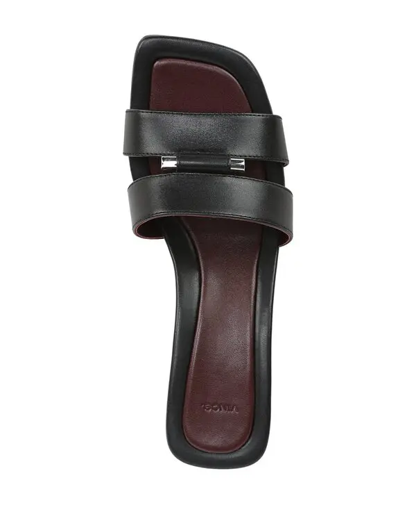 Vince Piper Kitten Heel Slides - Black