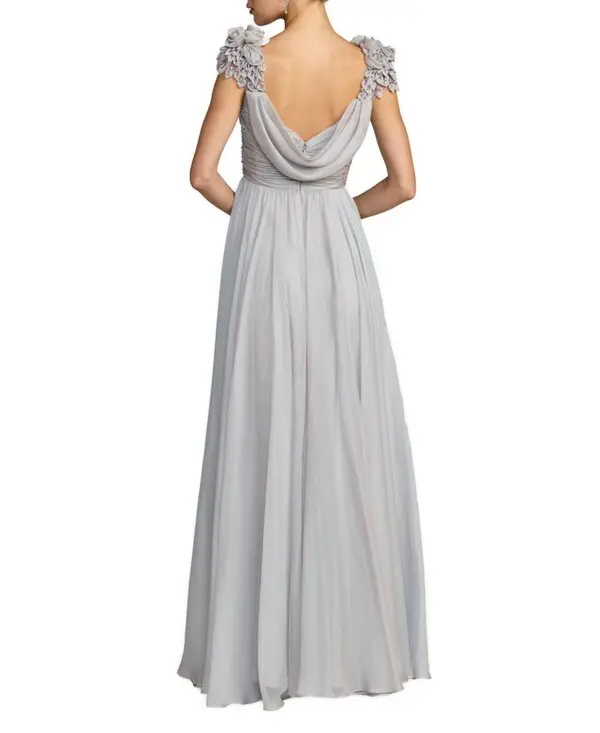 Mac Duggal Chiffon Embellished Cap Sleeve Gown