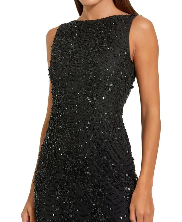 Mac Duggal Sleevless Cowl Back Gown With Draped Beading