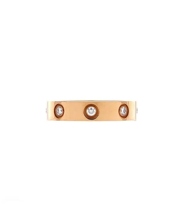 CARTIER Love Wedding Band 8 Diamonds Ring 18k Rose Gold With Diamonds - Pink
