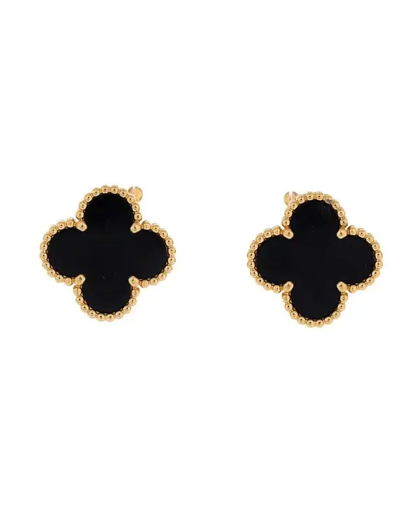 VAN CLEEF & ARPELS Vintage Alhambra Earrings 18k And Onyx - Gold