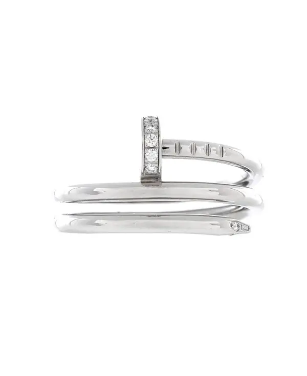 CARTIER Small Juste Un Clou Double Ring 18k Gold And Diamonds - White