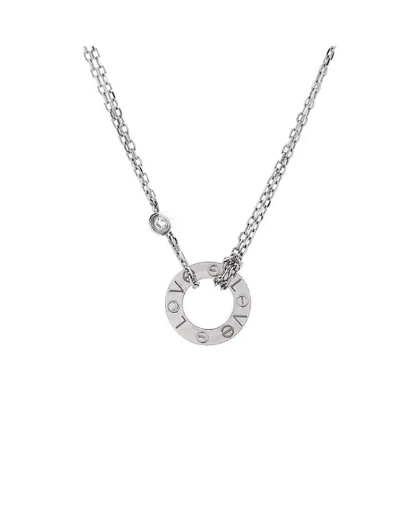 CARTIER 2 Diamonds Love Pendant Necklace 18k Gold With Diamonds, 16 - White