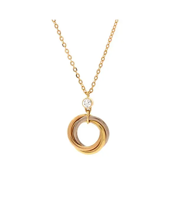 CARTIER Trinity Pendant Necklace 18k Tricolor With Diamond, 17 - Gold