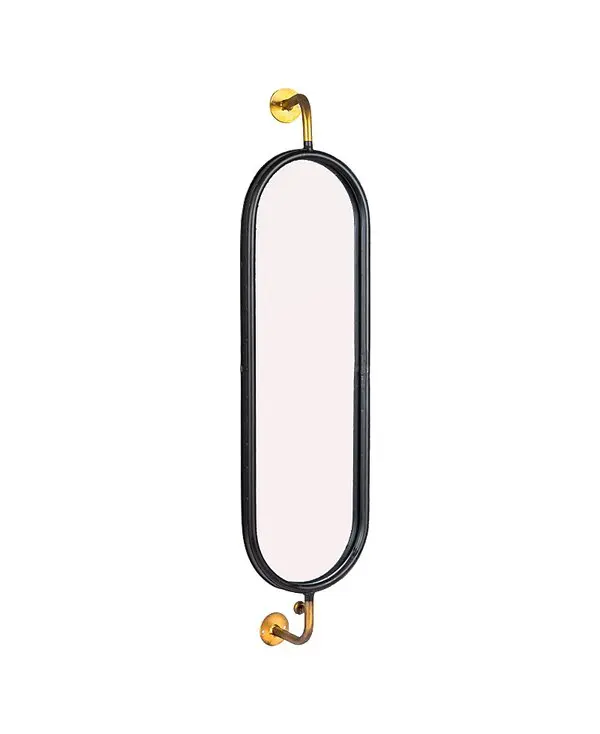 OLIVE GROVE Oval Metal Framed Wall Mirror With Brackets - Black