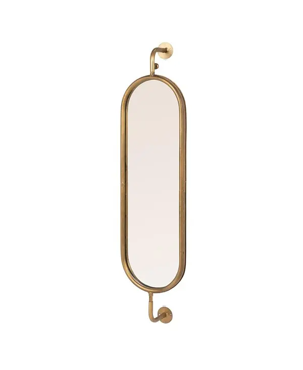 OLIVE GROVE Oval Metal Framed Wall Mirror With Brackets - Gold