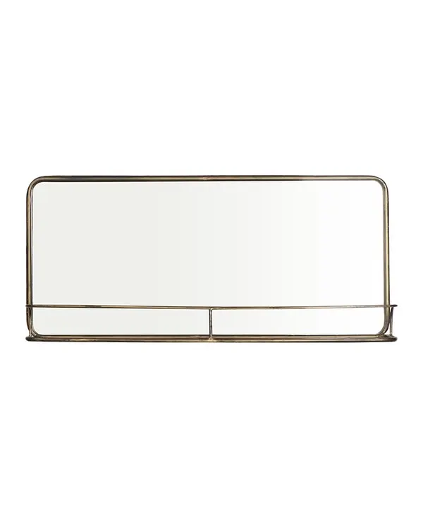 OLIVE GROVE Wide Metal Framed Wall Mirror With Shelf