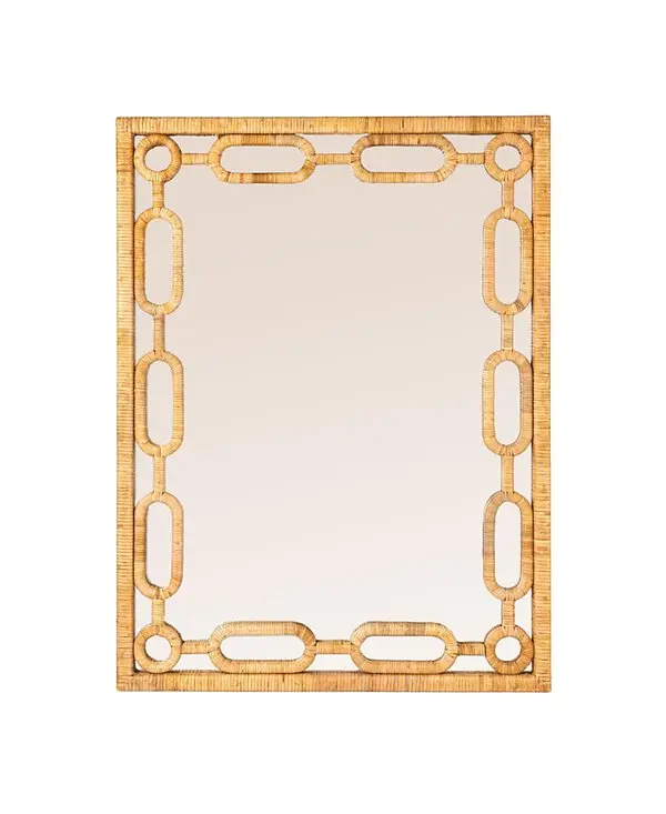 ROWENA INTERIORS Woven Rattan Chain-link Frame Mirror