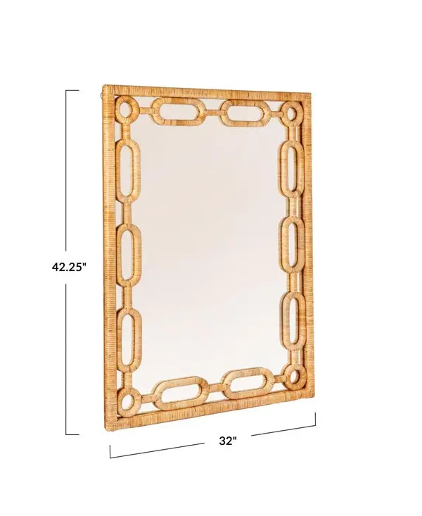 ROWENA INTERIORS Woven Rattan Chain-link Frame Mirror