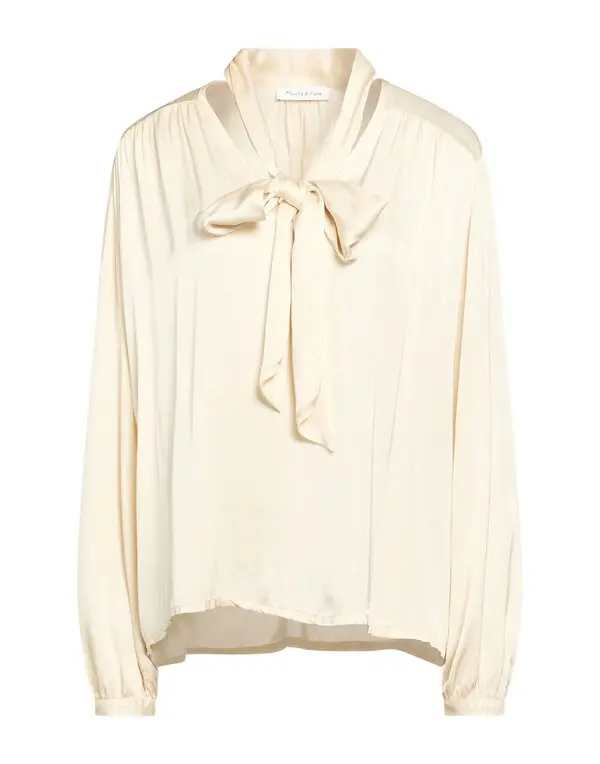 MANILA GRACE Cream Viscose Bow Blouse