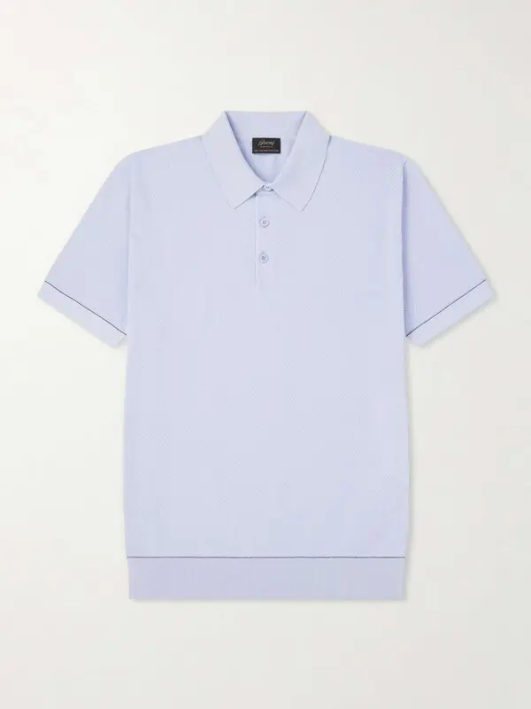 Brioni Sea Island Cotton Polo Shirt - Blue