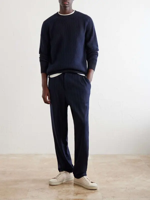 Sease Tapered Pinstriped Wool-blend Trousers