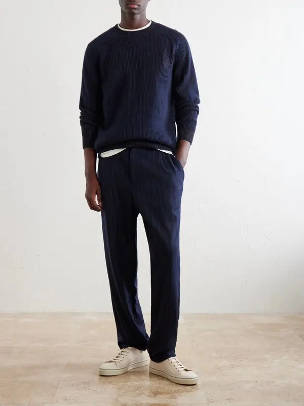 Sease Tapered Pinstriped Wool-blend Trousers