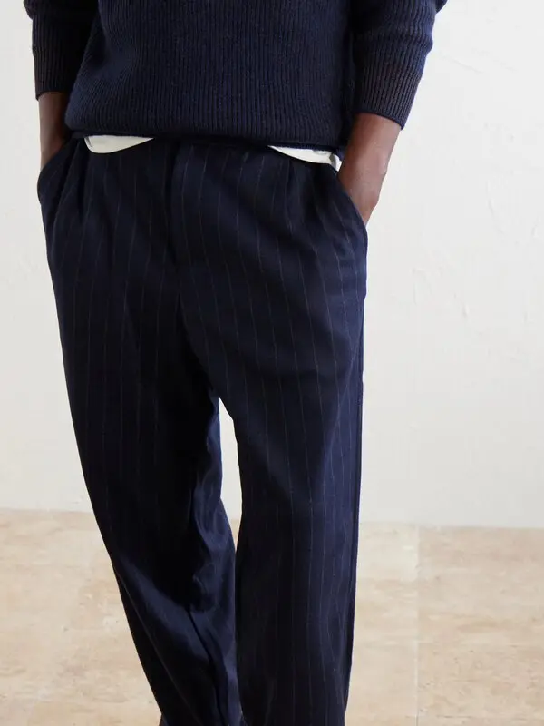Sease Tapered Pinstriped Wool-blend Trousers