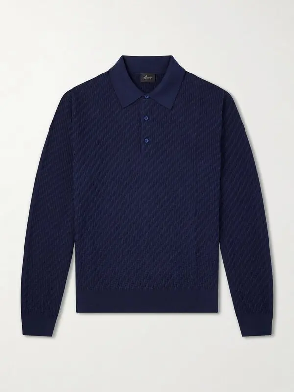 Brioni Cotton, Silk And Cashmere-blend Polo Shirt