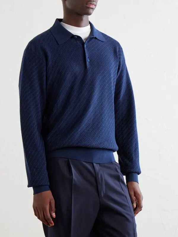 Brioni Cotton, Silk And Cashmere-blend Polo Shirt