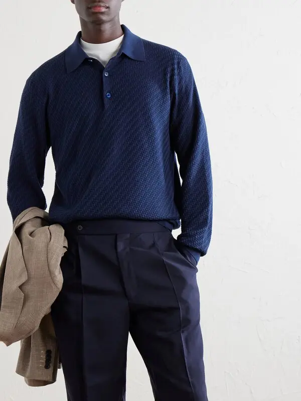 Brioni Cotton, Silk And Cashmere-blend Polo Shirt