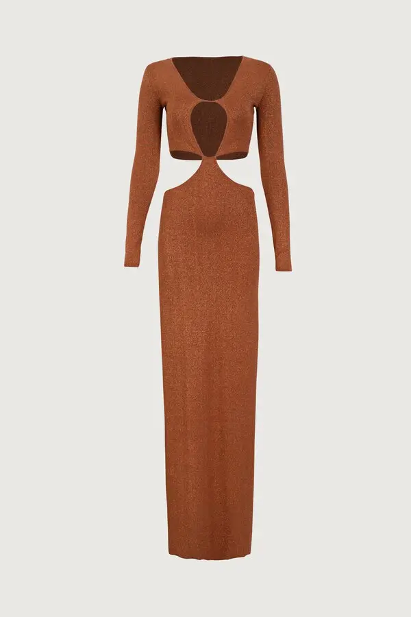 SAME Long Sleeve Cut Out Maxi Dress